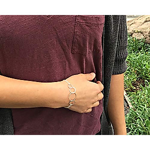 EFYTAL 40 Birthday Gifts, 925 Sterling Silver 4 Ring Bracelet for Women, 4 Circles Jewelry, Gifts for 40 Year Old, 40th Birthday Gifts for Sister