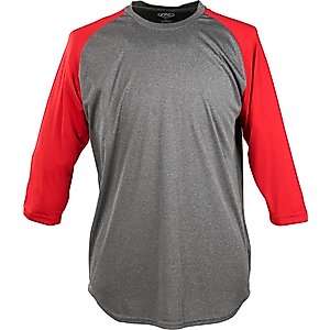 Rawlings Mens 3/4 Sleeve Shirt, Graphite/Scarlet, Large US