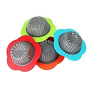 Owfvlazi Silicone Kitchen Sink Filter Strainer Set,4.5'' Universal Bathroom Sink Drain Stopper for Kitchen Waste, Garbage,Vegetable,Fruits,4 Pack