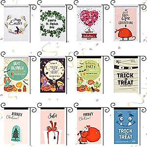 Blank Garden Flags Set, Solid Black Lawn Flags Plain White Yard Flags, DIY Polyester Banners Flag for Heat Transfer Vinyl Outdoor Courtyard Decoration Garden Decor, 11.8 x 17.7 Inches (24 Pieces)