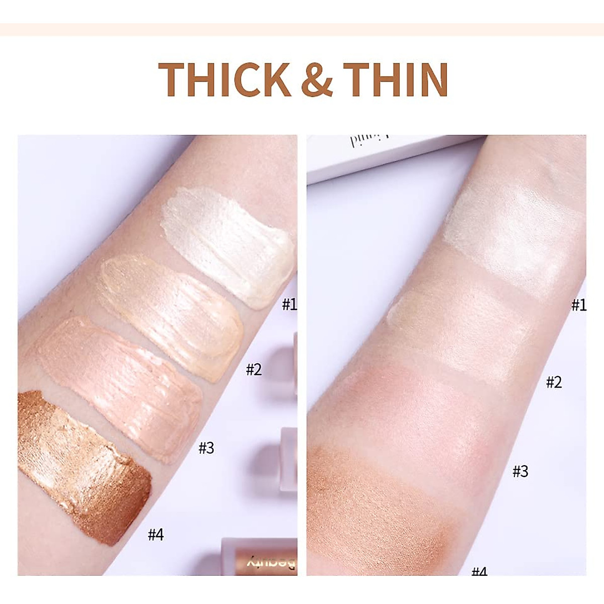 Unyoke Liquid Highlighter Stick, Matte Finish, Cream Formula, 02#, Waterproof, Full Coverage, Body & Face Makeup