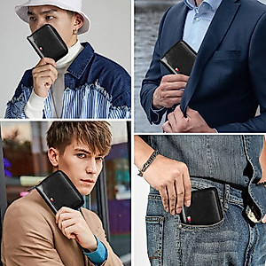 HUANLANG Mens Wallet RFID Blocking Multi Card Holder Wallets for Men Bifold Wallet with Zipper Small Men's Leather Wallet