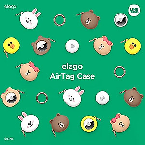 elago l LINE Friends Silicone Case Compatible with Apple AirTag Tracker - Full Protection, Keychain Included, Slim and Simple Design, Scratch-Free, Drop Protection [Official Merchandise] (Choco)