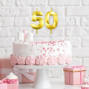 50th Birthday Candles Happy 50th Birthday Cake Topper 50th Birthday Decorations for Women Gold Number Candles Birthday Candles Numbers Velas De Cumpleaños 50th Birthday Decorations Men Gold Candles
