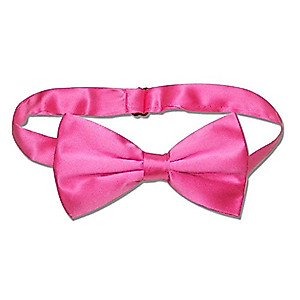 Vesuvio Napoli 100% SILK BOWTIE Solid HOT PINK FUCHSIA Color Men's Bow Tie for Tuxedo or Suit