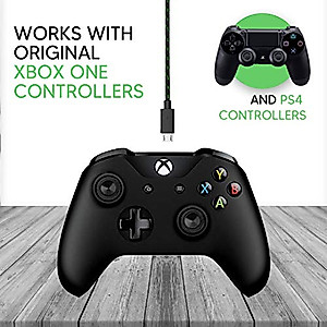 TALK WORKS Controller Charger Cord for Xbox One - 2 Pack 10 ft Nylon Braided Micro USB Charging Cable - Also Android Compatible with Samsung Galaxy, PS4
