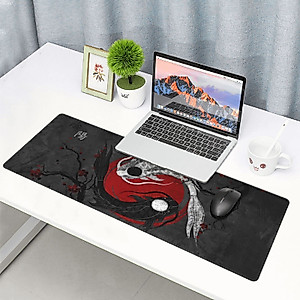 Browrrsson Japanese Art Mouusepad Japanese Art Koi Fish Gaming Mouse Pad Extended Stitched Edges Mousepad,Large Mouse Mat Desk Pad Personalized The Office Mouse Pad 31.5 X 11.8 Inch
