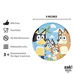 Zak Designs Bluey Kids Dinnerware Set Includes Plate, Bowl, Tumbler and Utensil Tableware, Made of Durable Material and Perfect for Kids (5 Piece Set, Non-BPA)