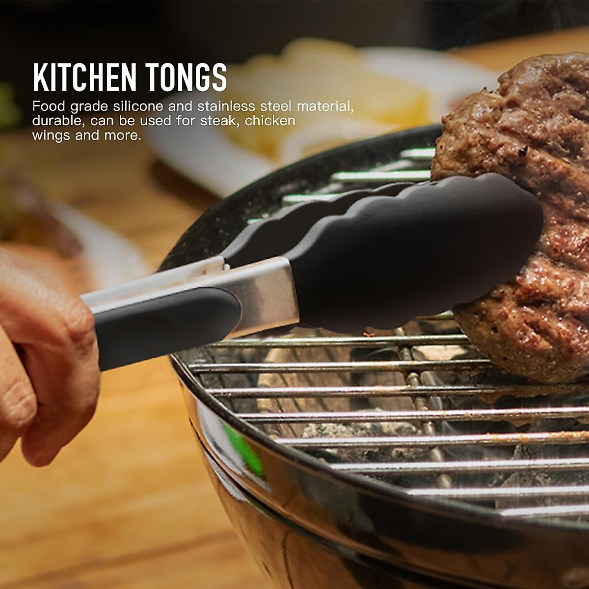 Kitchen Utensils Set - 446°F Heat Resistant Silicone Cooking Utensils Set-Kitchen Tools and Gadgets for Cooking Nonstick Cookware (Black)