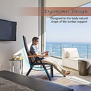 Tangkula Adjustable Chaise Lounge Chair Folding Reclining Beach Yard Pool Rattan Chair