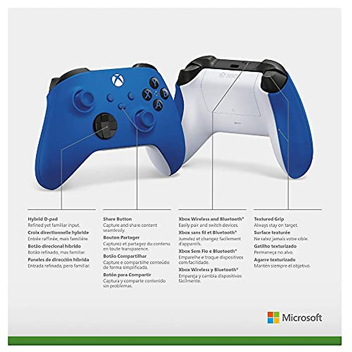 Microsoft QAU-00001 Xbox Wireless Controller Shock Blue Bundle with Wireless Controller for Xbox Series X/S - Electric Volt