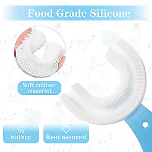 BIOSON 4 Packs Kids U Shaped Toothbrush with Silicone Bristles Massage Toddler Toothbrush, 360° All-Round Oral Cleaning Tooth Brush Whole Mouth U-Shaped Training Toothbrushes for Kids Childrens