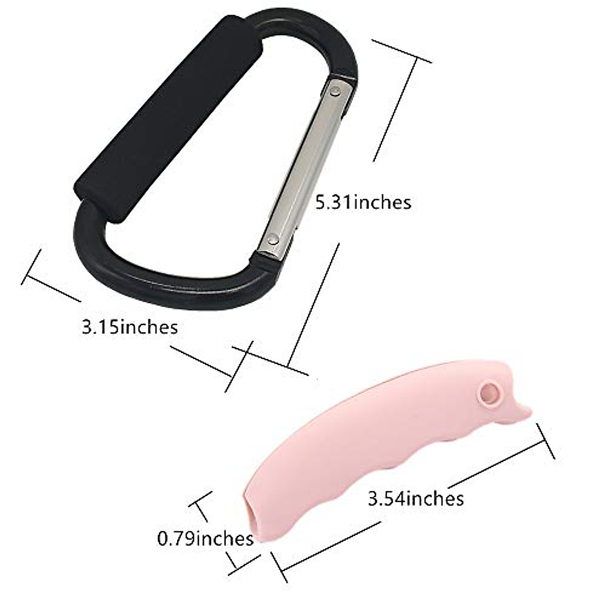 Grocery Bag Holder Shopping Bag Handle Carry Hook Aluminium Large Snap Hook Hanger with Soft Grip, 5 Pack