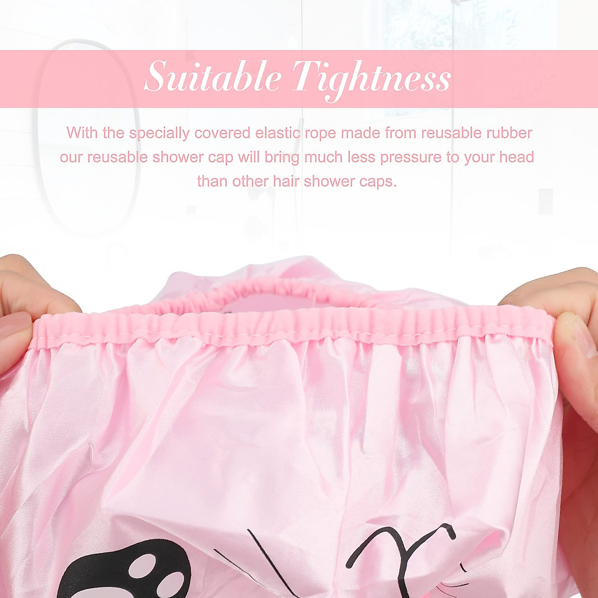 FirstKitchen Shower Cap for Kids, 2PCS Toddler Shower Cap, Cute Shower Cap with Double Layer, Kids Shower Caps for Girls Boys Child with Cartoon Animal(Pink Mouse + Gray Mouse)