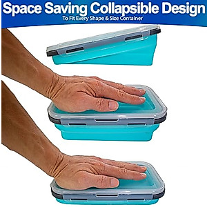 Collapsible Stackable Food Storage Containers 4pc- Silicone, Portable, Leak Proof, Airtight Lunch Boxes with Durable and Space-Saving Design for Meal Prep, Freezer, Pantry, and Bento Use (green, 8)