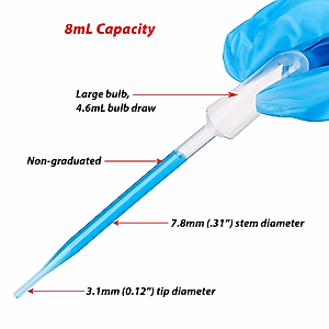 Globe Scientific 138030-400 LDPE General Purpose Transfer Pipet, Non-Sterile, Large Bulb, 157mm Length, 8.0mL Capacity, Box of 400