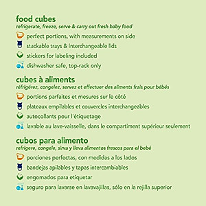 green sprouts Fresh Baby Food Unbreakable Cubes (4oz/4pk) | Store, carry, & serve homemade baby food | Lid provides leak-proof seal, Made from safer plastic, Embossed with measurements