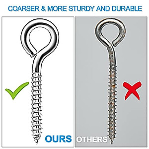 DihZoks 12 Pack 3.2 Inches Screw Eyes, Eye Hooks Screw in Heavy Duty, Eye Bolt, Long Eye Screws Ring, Swing Hooks for Hammock Stand, Swings Chair, Yoga, Indoor & Outdoor, Self Tapping Screws