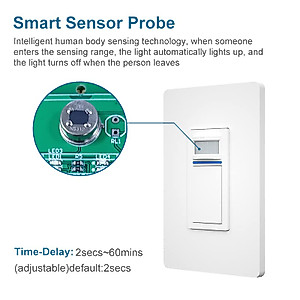 Smart Motion Sensor Light Switch, Milfra PIR Occupancy Sensor Switch Single Pole 2.4GHz Wi-Fi Light Switch Compatible with Alexa and Google Assistant (1)