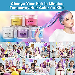 Temporary Hair Color for Kids, Ultikare Blue Hair Dye Natural Styling Wax Color Instant Mud Cream Gel 3.4 Fl Oz Girl Gifts, Party, Cosplay DIY, Children's Day