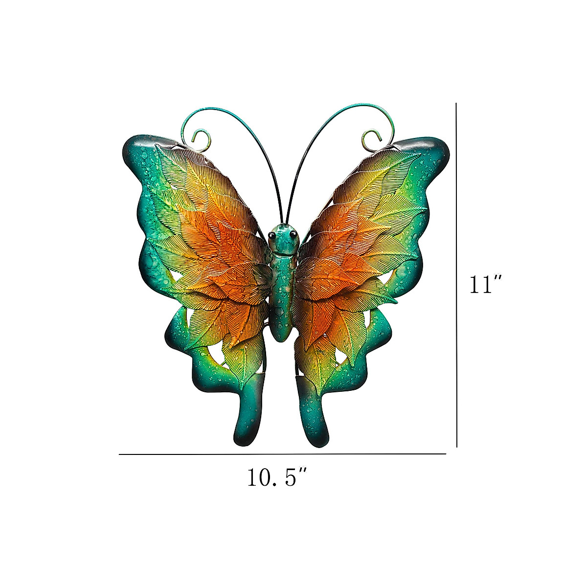 Bownew Butterfly Wall Decor Metal Outdoor Garden Hanging Art Insect Theme Decorations for Home, Yard and Patio - Yellow