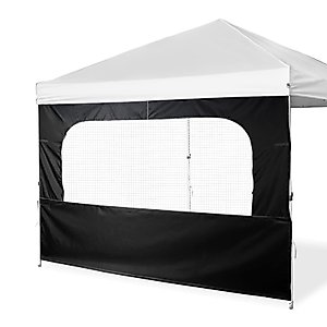 Turtle Life Sunshade Sidewall with Mesh Window and Zipper for 10x10 Pop Up Straight Canopy, 1 Pack,Black