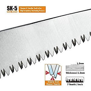 Folding Pruning Hand Saw 5 Inch Camping Wood Mini Small Saw Garden Tree Saw Japanese Pull Razor Teeth Saw Durable for Wood Branches Bone Camping with SK-5 Steel Blade.