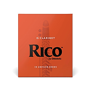 D’Addario Woodwinds - Rico Eb Clarinet Reeds - Reeds for Clarinet - Crafted for Beginners, Students, Educators - Strength 2.0, 10-Pack