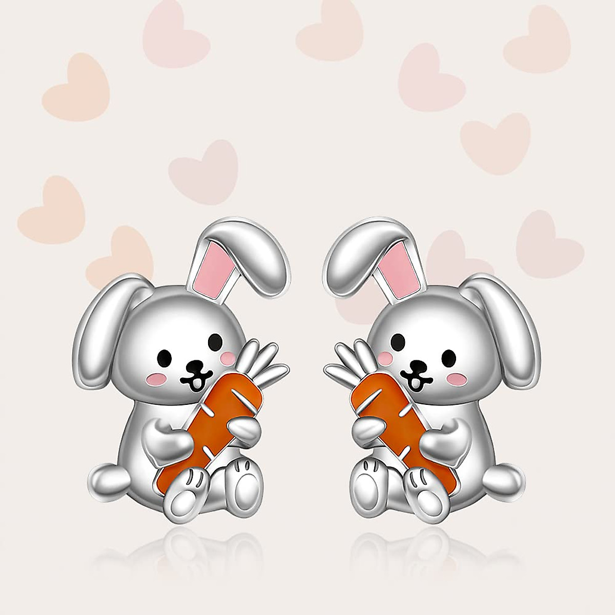 Easter Bunny Earrings Sterling Silver Hypoallergenic Cute Rabbit Carrot Animal Stud Earrings Jewelry Easter Gifts for Women