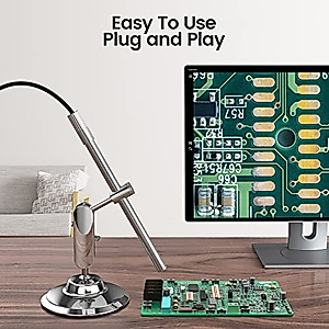 USB Digital Microscope, Teslong 10X to 200X Magnification Camera with Stand, Portable Handheld Electronic Coin Magnifier, Soldering Camera Ear Otoscope