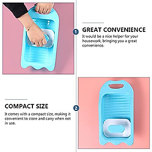 DOITOOL Washboard Basin for Hand Washing Clothes, Mini Hand Wash Board Non-slip Plastic Washing Board Washtub Cleaning Basin