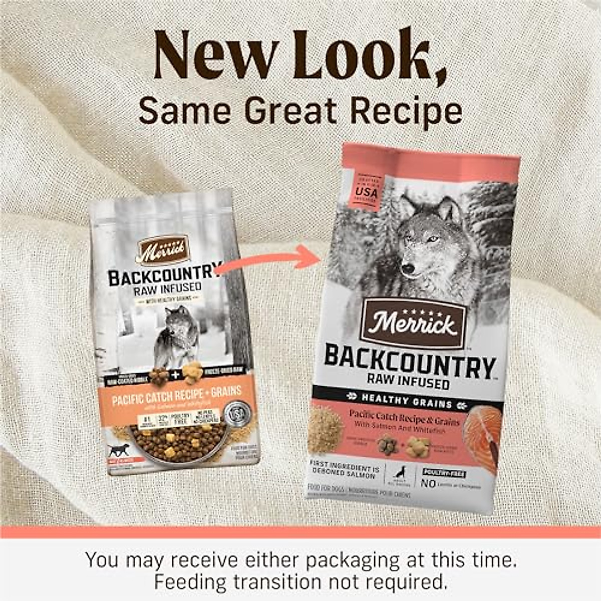 Merrick Backcountry Healthy Grains Premium Dog Food Kibble with Freeze Dried Raw Pieces, Pacific Catch Recipe - 4.0 lb. Bag