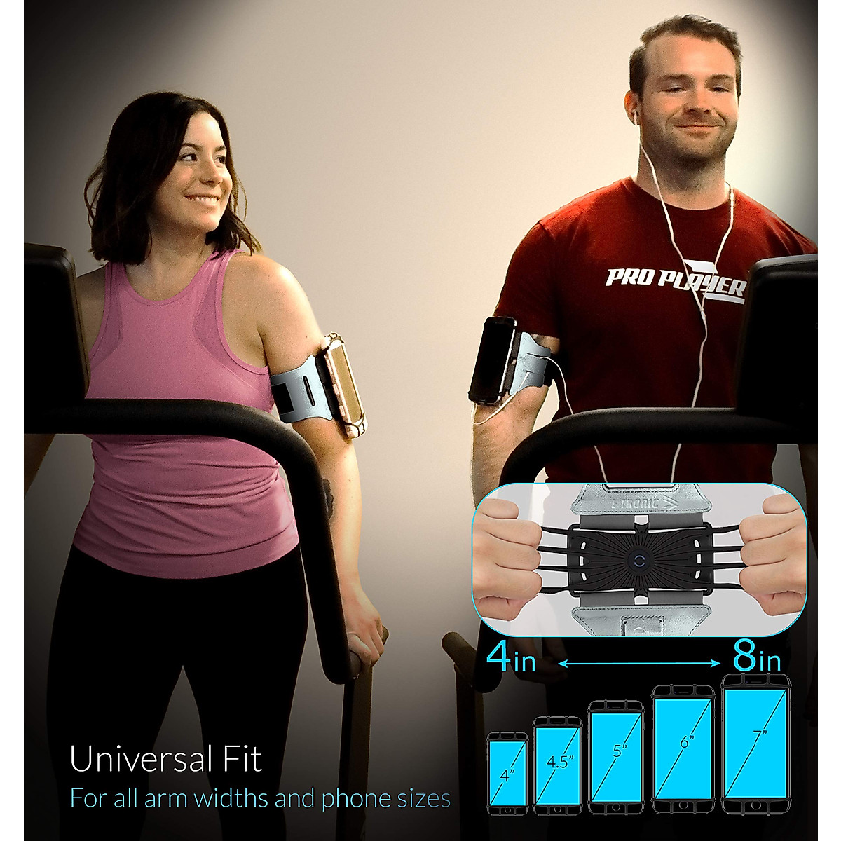 E Tronic Edge Rotatable Running Armband Cell Phone Holder for Running or Walking - Universal Phone Arm Bands for iPhone 12 Pro Max 11 X XR & All Android & Samsung Galaxy S9 S8 & Pixel (Reflective)