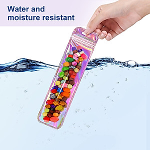 100 PCS Resealable Holographic Bags, Holographic Rose ziplock Packaging Storage Bag for Jewelry, Lip Gloss, sticker, lash, Candy, Snack, 2.56x9.44"