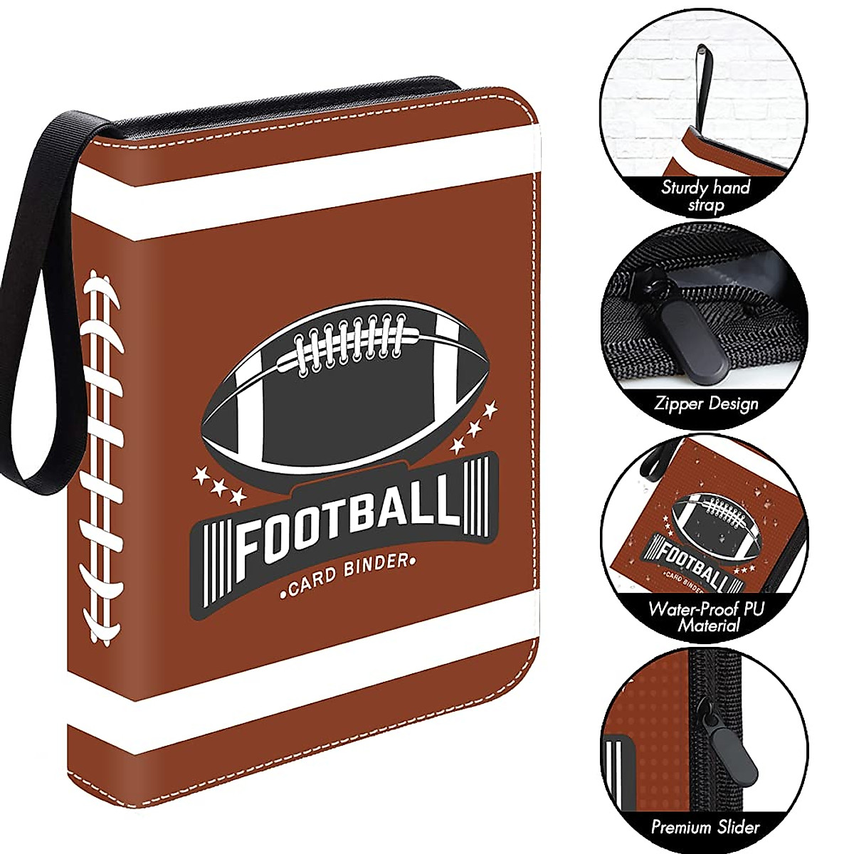 720 Pockets with Trading Card Binder Baseball Card Binder Sleeves, Football Cards Album Cards Holder Protectors Set Fit for, MTG, Sports, Game, Standard Cards Holder(Rugby Football)