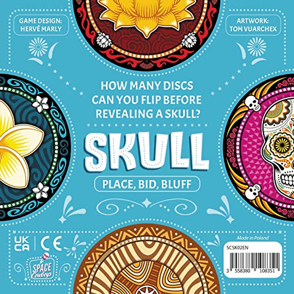 Skull Party Game - Bluffing and Strategy Game Fun for Game Night, Family Board Game for Kids & Adults, Ages 13+, 3-6 Players, 30 Minute Playtime, Made by Space Cowboys