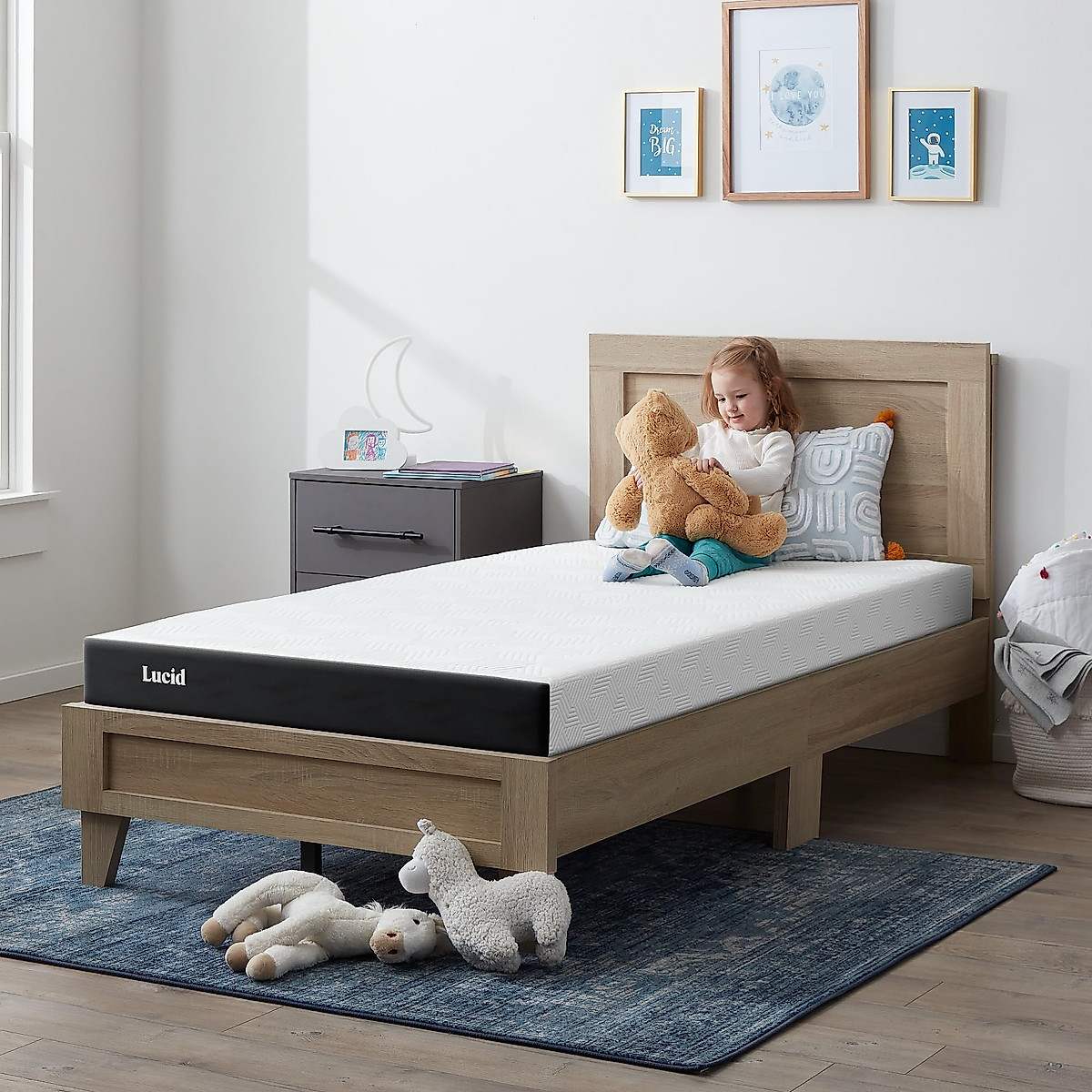 Lucid 5 Inch Firm Gel Memory Foam Mattress Twin— Gel Infusion—Hypoallergenic Bamboo Charcoal—Breathable Cover