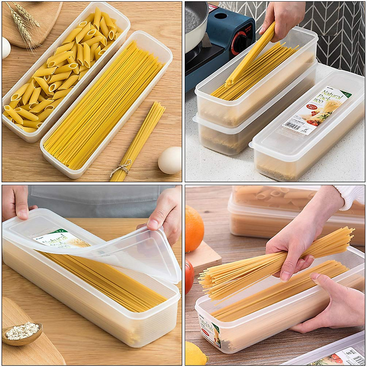 Zerodeko Spaghetti Noodles Pasta Container Spaghetti Noodle Storage Container Cereal Noodle Keeper Box Plastic Refrigerator Food Container for Pantry Organization and Storage Storage Drawers