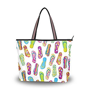 My Daily Women Tote Shoulder Bag Flip Flops Beach Sandal Handbag Medium