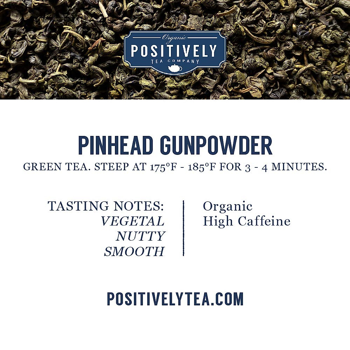 Organic Positively Tea Company, Pinhead Gunpowder, Green Tea, Loose Leaf, 16 Ounce