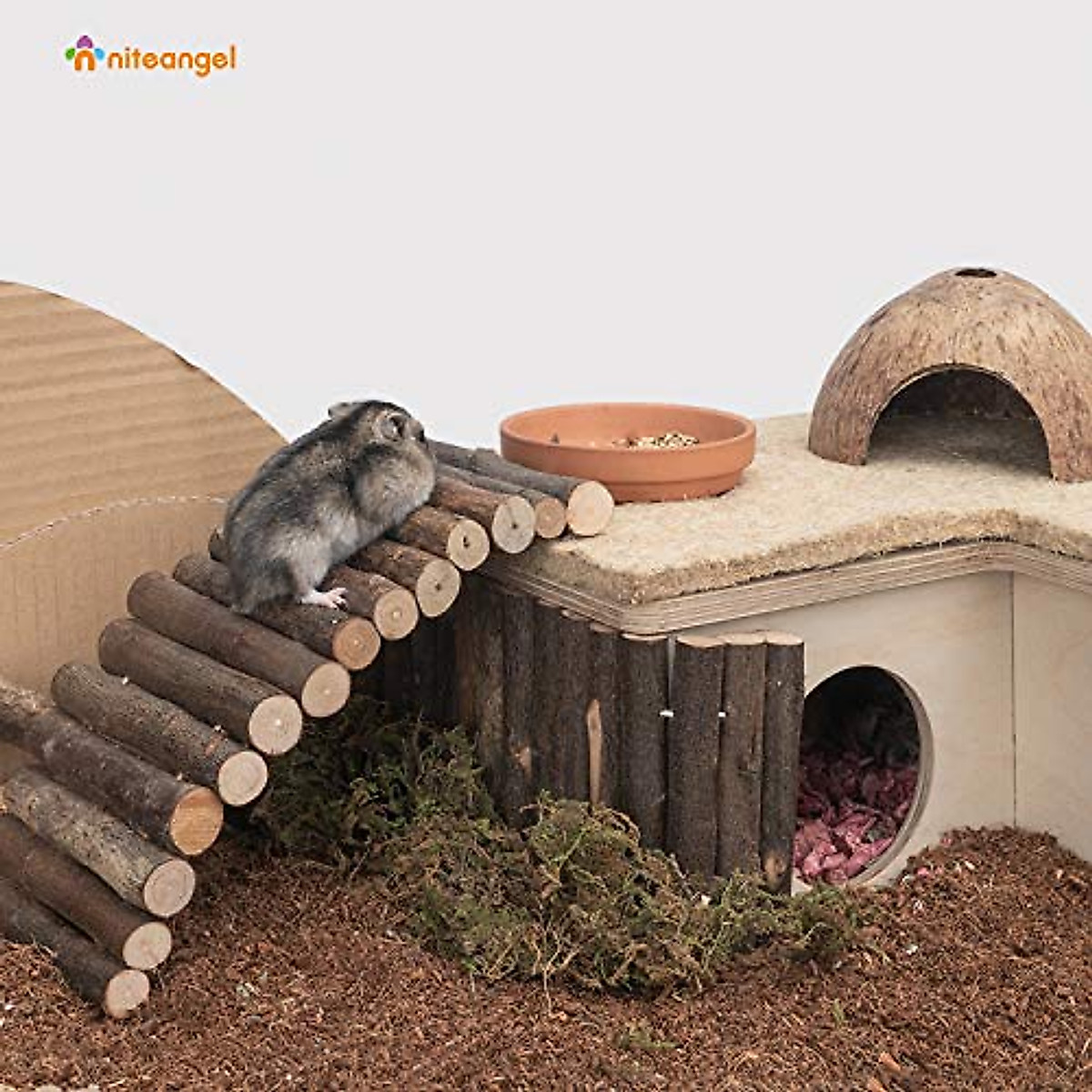 Niteangel Wooden Ladder Bridge, Hamster Mouse Rat Rodents Toy, Small Animal Chew Toy