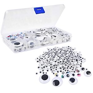 Kare Kind 1100 pcs Wiggle Googly Eyes - Multi-Colored and Multi-Sized - 0.2" to 1" - Black/Green/Red/Pink/Blue/Yellow - for DIY, Art, Craft Projects, Decorations, Toys, Puppet Animals and More