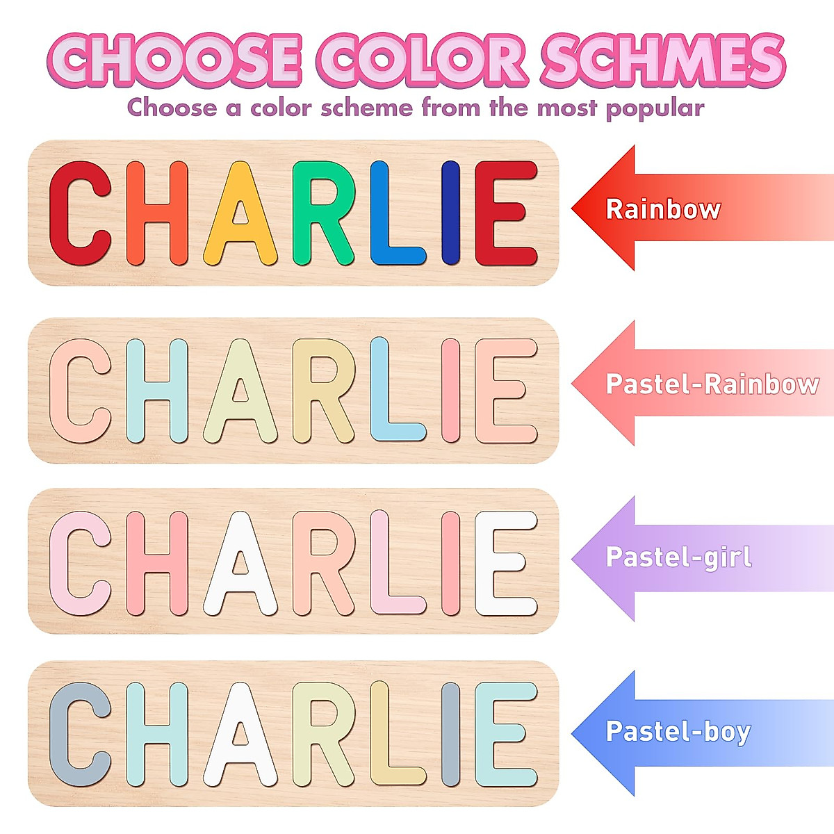 Baosity Name Puzzle for Kids Personalized, Custom Baby Easter Gifts, Easter Basket Stuffers, 1st birthday gifts, Wooden Puzzles for Toddlers, Early Learning Toys for Baby Boy or Baby Girl