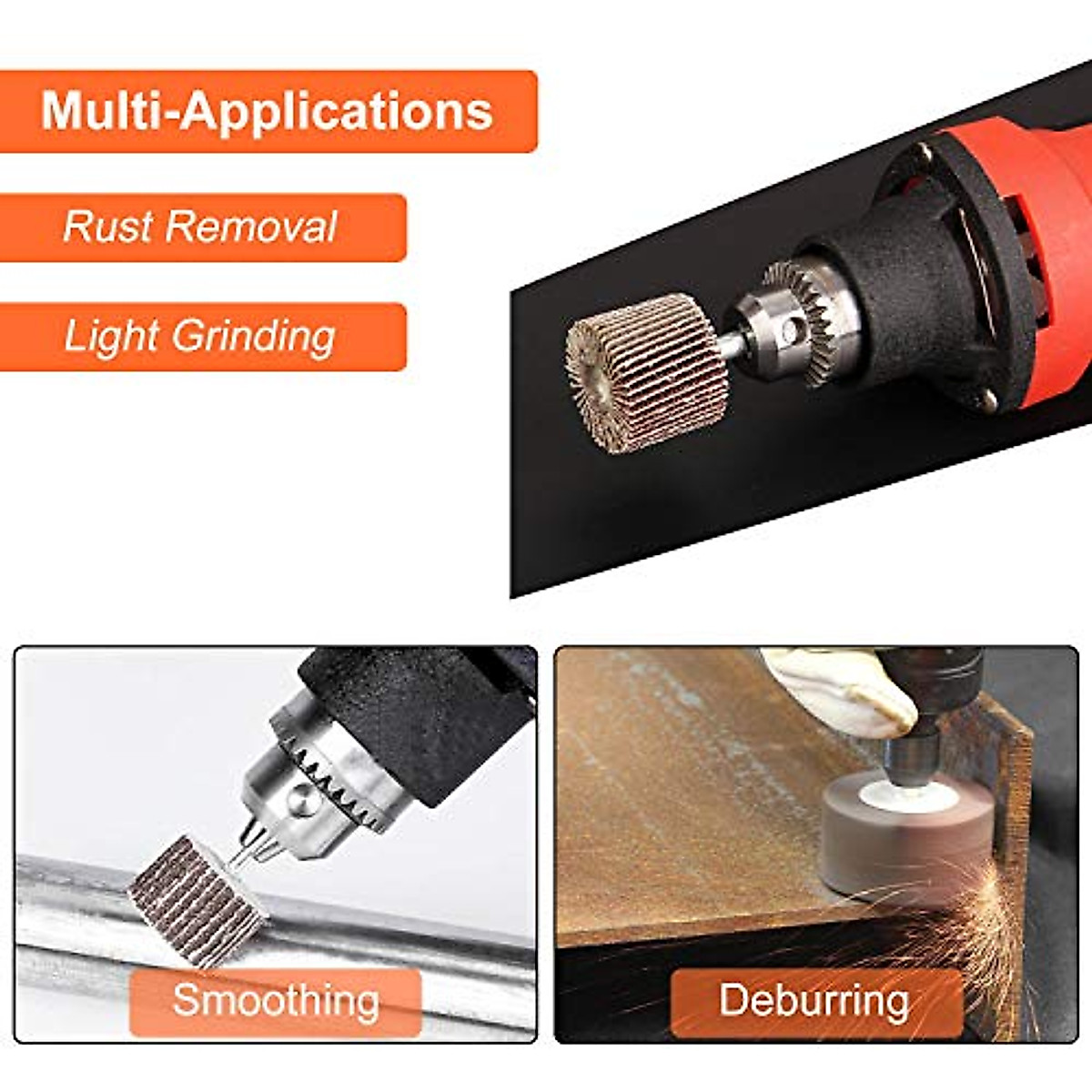 20Pack Abrasive Flap Wheel Sander，1" x 1" x 1/4" Shank Mounted Flap Wheels, 80 Grit Aluminum Oxide Sanding Flap Wheel for Rust Removal Deburring Polishing Satin-Finishing- Abrasive Grinding Tool