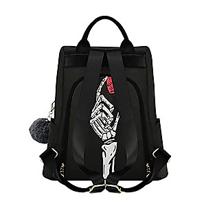 ALAZA Skull Hand Holding Heart Backpack Purse with Adjustable Straps for Woman Ladies