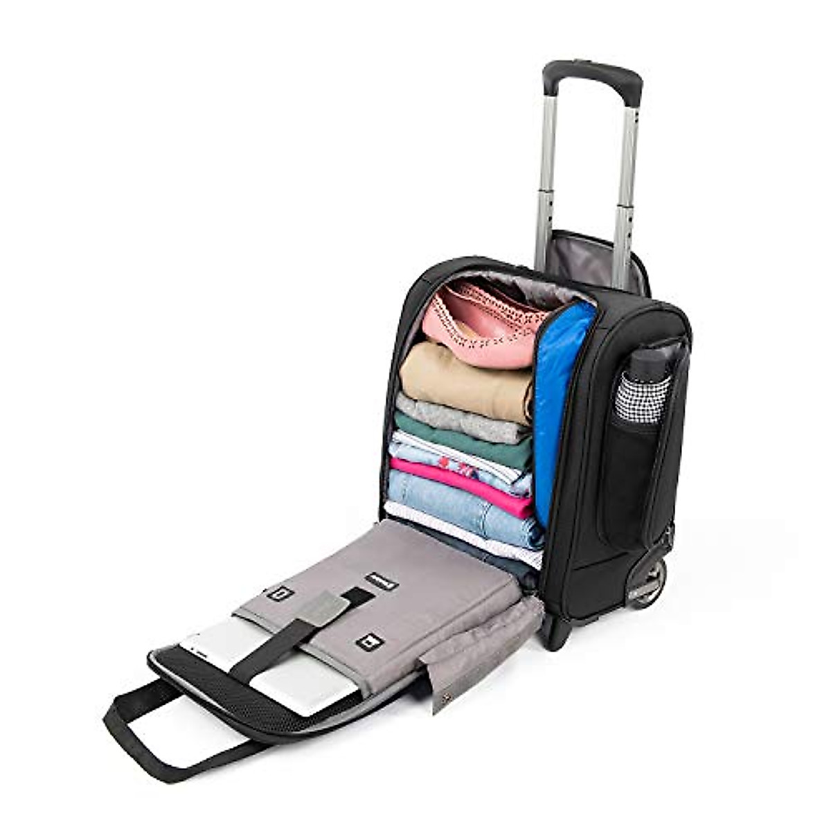 Travelpro Tourlite Softside Lightweight Rolling Underseat Compact Carry-On Upright 2 Wheel Bag, Men and Women, Black, 15-Inch