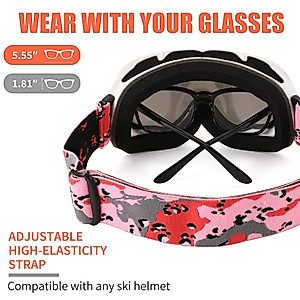 FEISEDY Sports Ski Goggles Snowboard Anti-Fog Mirrored Snow Goggles OTG UV Protection for Women Men Youth B2946