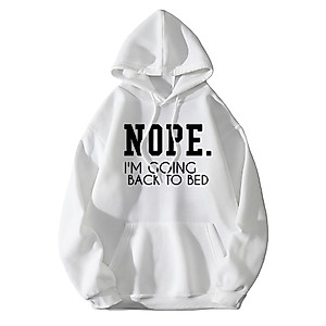 SHENHE Women's Slogan Letter Print Long Sleeve Hooded Sweatshirt Pullover Hoodie Tops White L