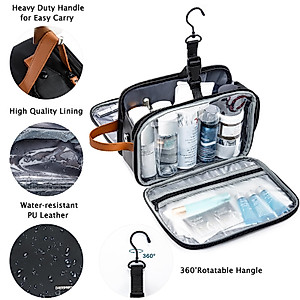 BAGSPRITE Large Toiletry Bag for Men, Women Travel Bag with Hanging Hook, Water-resistant Makeup Cosmetic Bag Shaving Kit Organizer, Bathroom Bag for Traveling