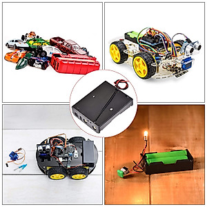 uxcell Battery Case Storage Box 3 Slots x 3.7V 2-Wire Lead for 3 x 18650 Battery 6 Pcs